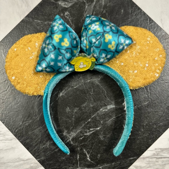 Disney | Accessories | Disney Lemon Minnie Mouse Ears Headband Gold And ...